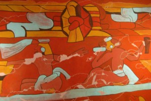 El antiguo megamural de Cholula que muestra 110 hombres bebiendo pulque ...